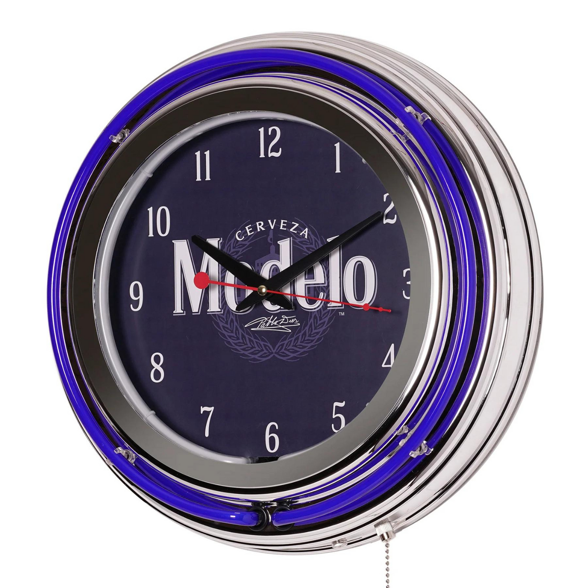 Modelo Retro Neon Clock 15" Round Design Flashing or Static Blue Light ...