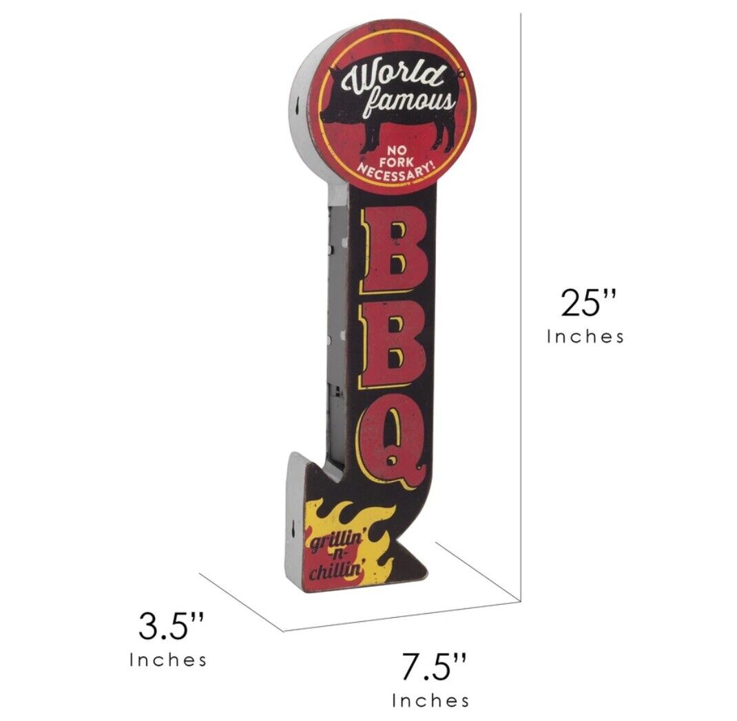 World Famous BBQ Vintage Marquee LED Sign, Double Sided, Grillin n Chi ...