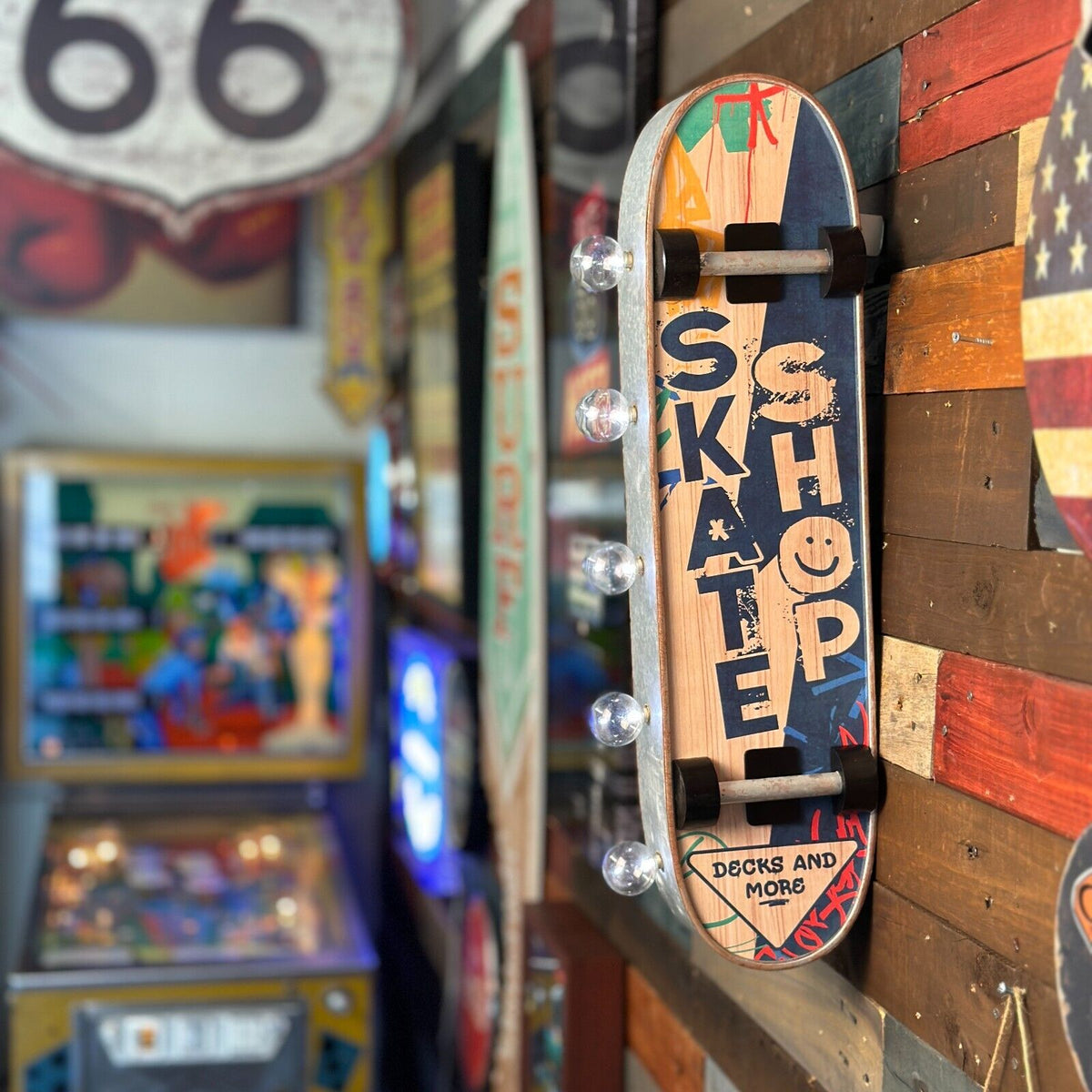 Skate Shop Skateboard Marquee LED Sign Double-Sided 25" Vintage Inspir ...