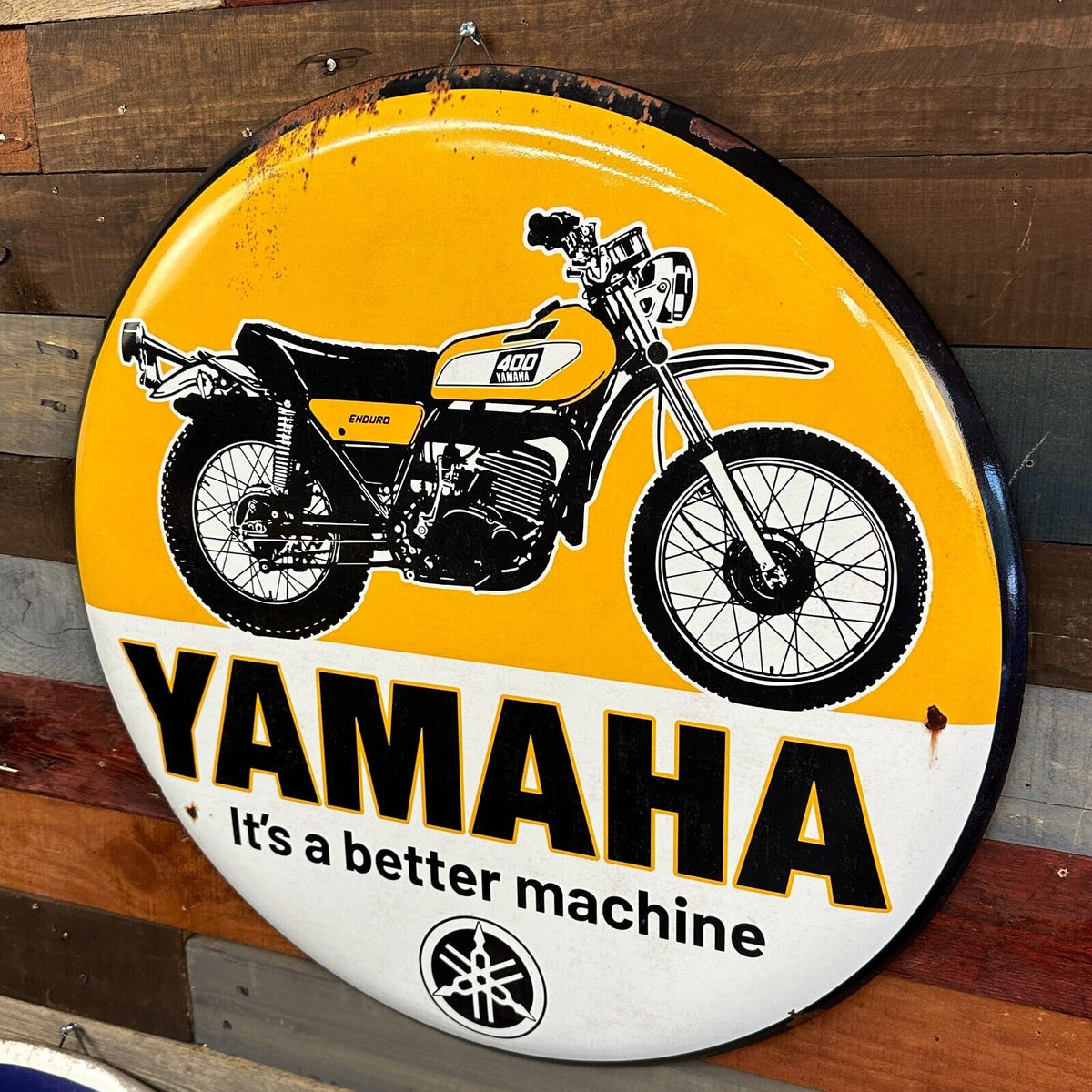Yamaha Motorcycle Large 24" Button Sign It's A Better Machine W/ Vinta ...