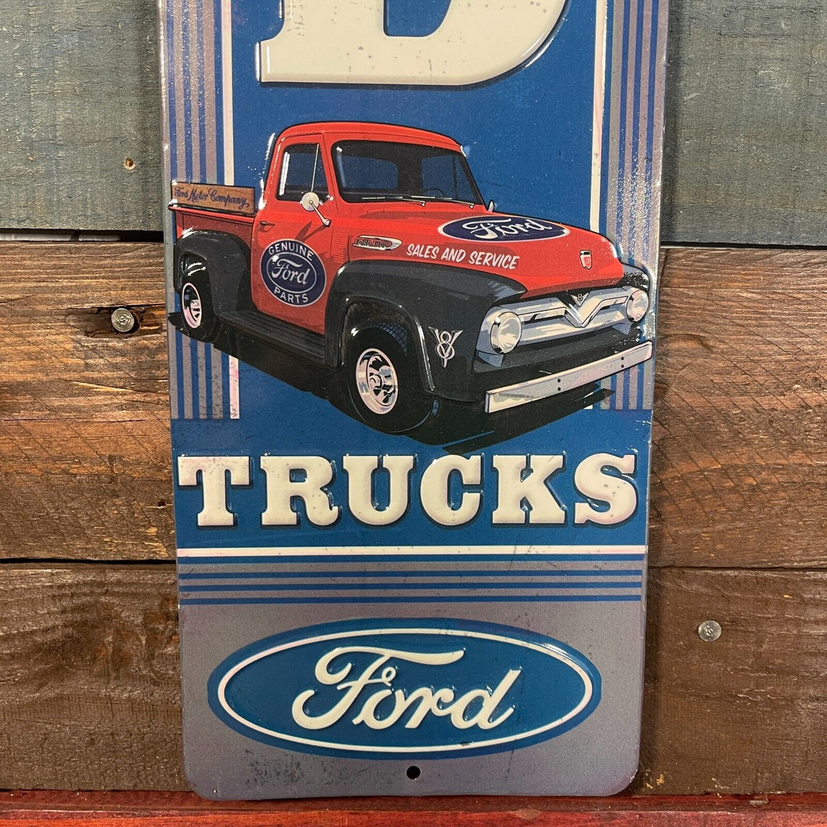 Ford Trucks Sales And Service Die Cut Embossed Hanging Metal Sign – Big ...