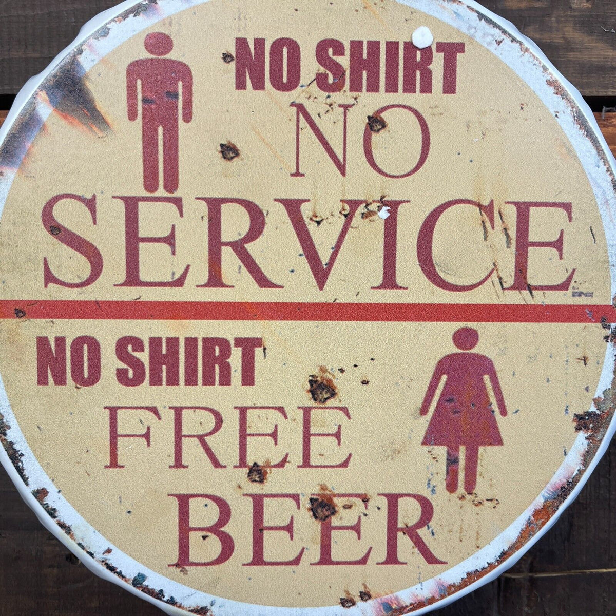 No Shirt No Service No Shirt Free Beer Bottle Cap Metal Sign With Vint ...
