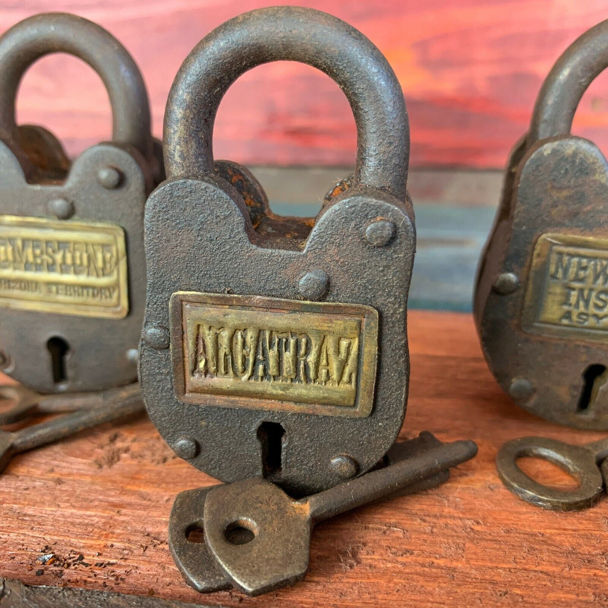 Alcatraz, New York Insane Asylum, Tombstone Cast Iron Locks (3), Antiq ...