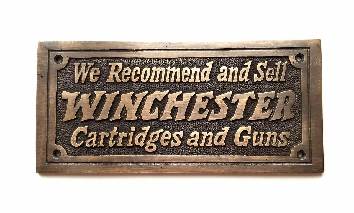 Winchester Cartridges And Guns Solid Brass Plaque With Antique Finish ...