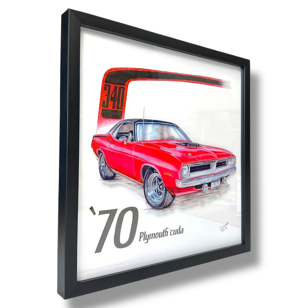 1970 Plymouth 'Cuda Classic Car Wall Art, 16x16 Inch Screen Printed Sh ...